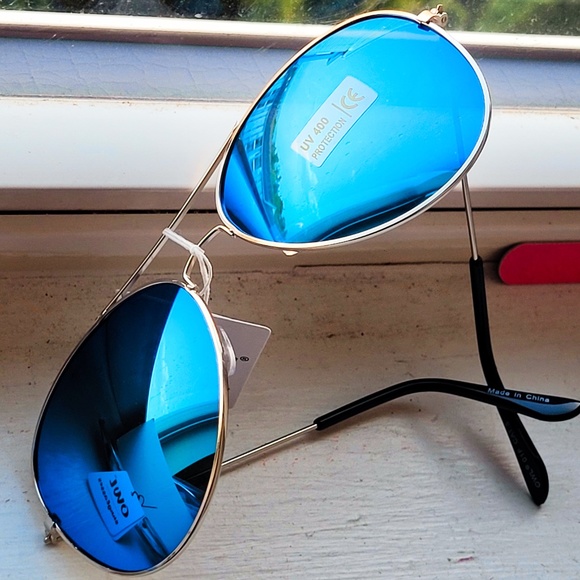 Accessories | Ice Blue Flash Mirror Lens Classic Aviator Wsilver Frames ...